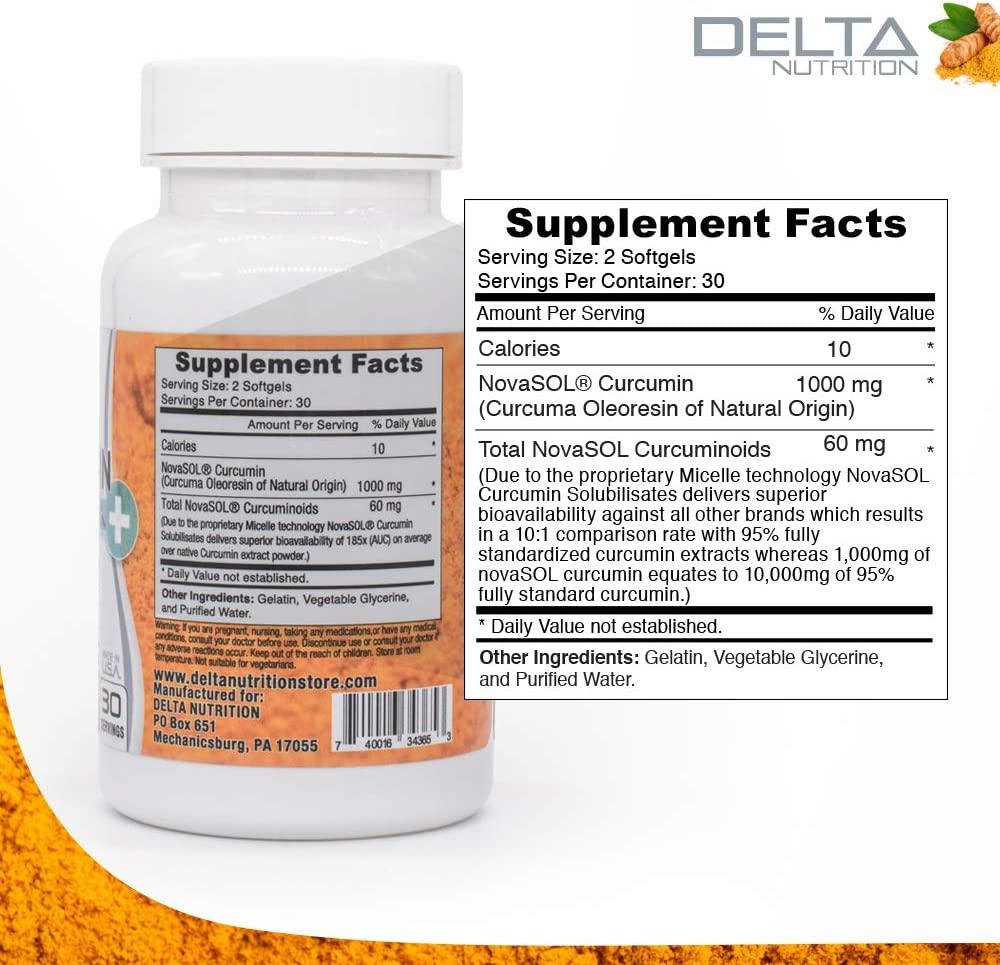 Delta Nutrition Curcumin+ with NovaSOL Liquid Micelle Technology ...