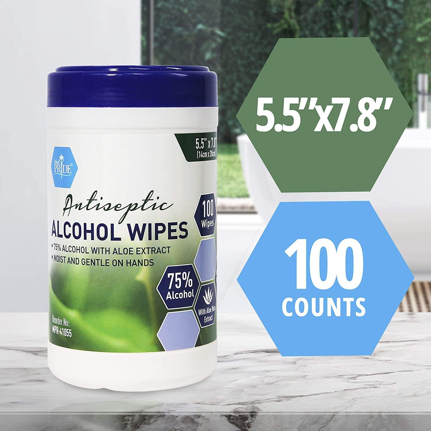 Medpride 75% Alcohol Hand Wipes 100 Pack - Gentle Sanitizing with Aloe ...