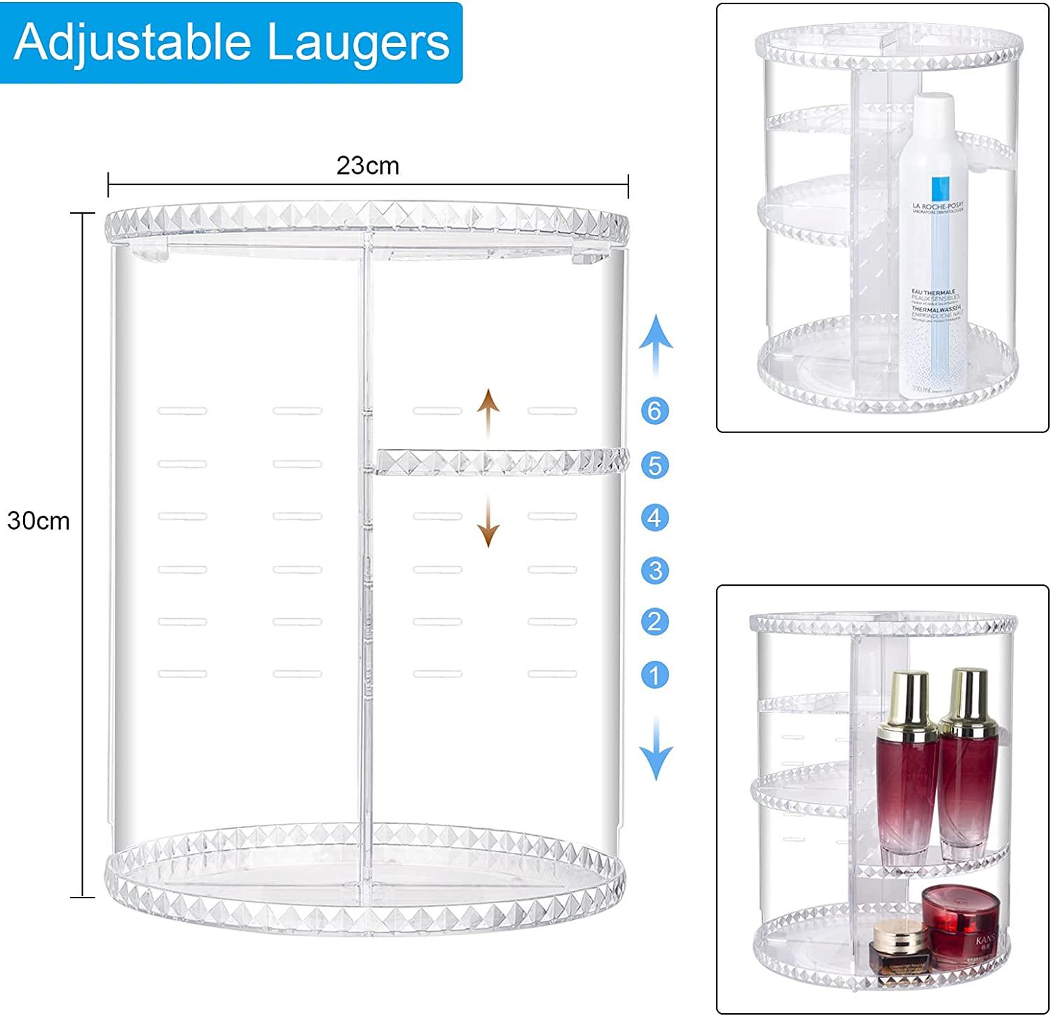 360 Rotating Makeup Organizer - Adjustable & Detachable Spinning ...
