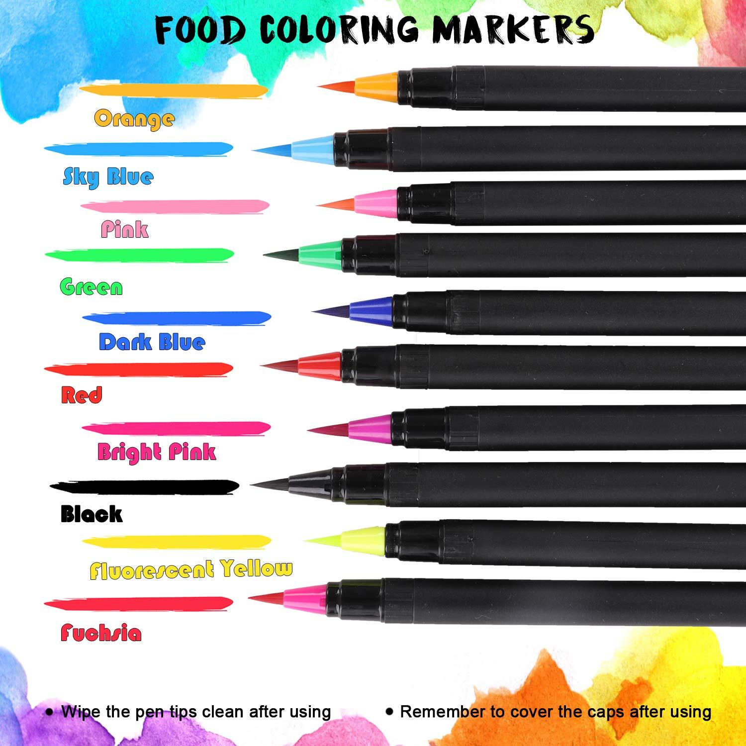 Nomeca 10Pcs Food Coloring Marker Pens - Edible Markers for Decorating ...