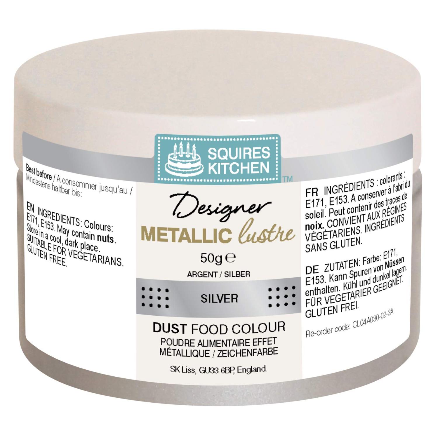 Squires Kitchen Silver Designer Metallic Edible Lustre Dust Food Colour ...