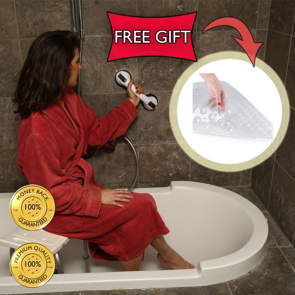 Dr. Maya Bath Grab Bar with Free Bath Mat - Shower Handle for Bathroom ...