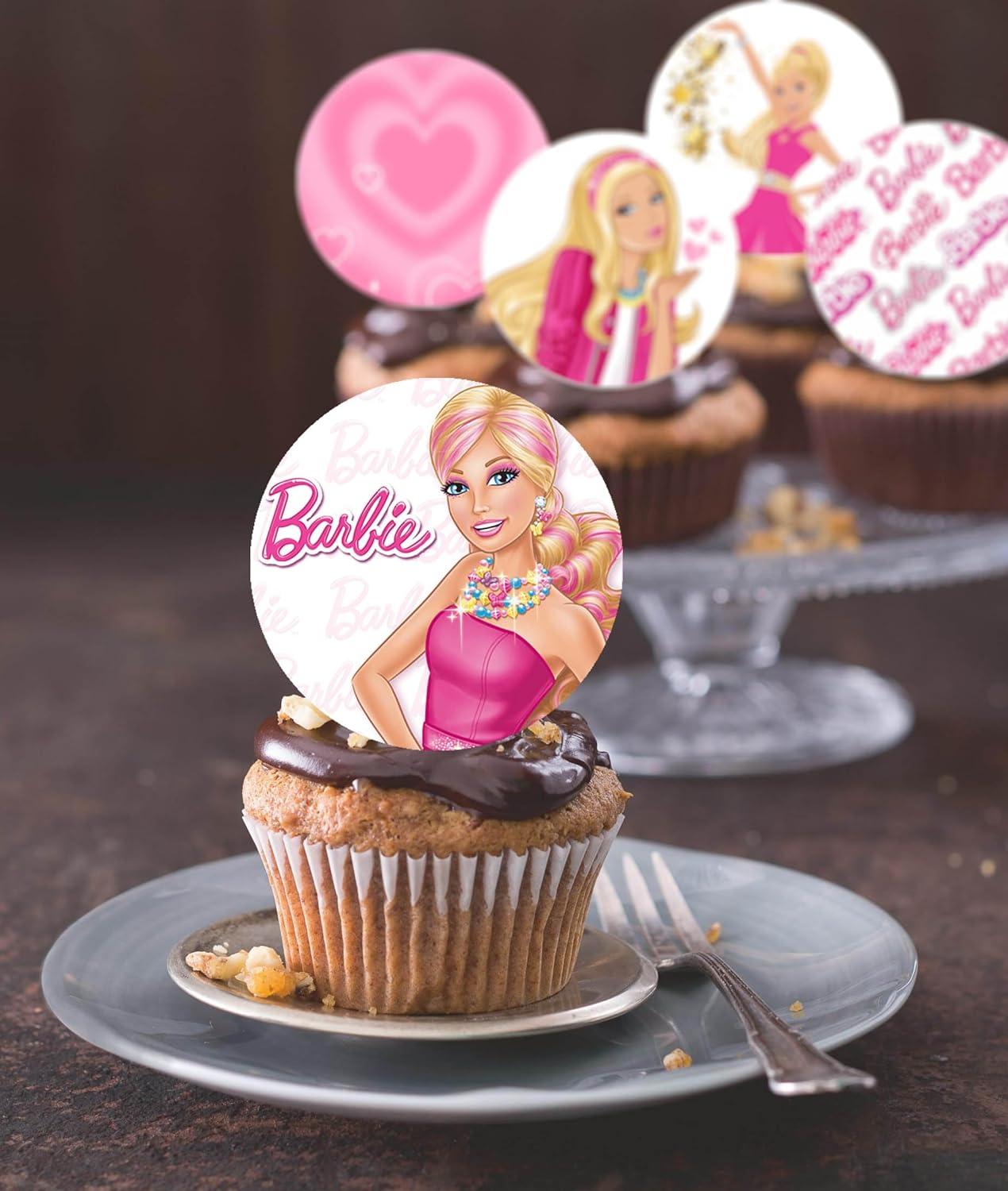 Pre-Cut Barbie 6B Edible Stand up Wafer/Rice Paper Cupcake Cake Toppers ...