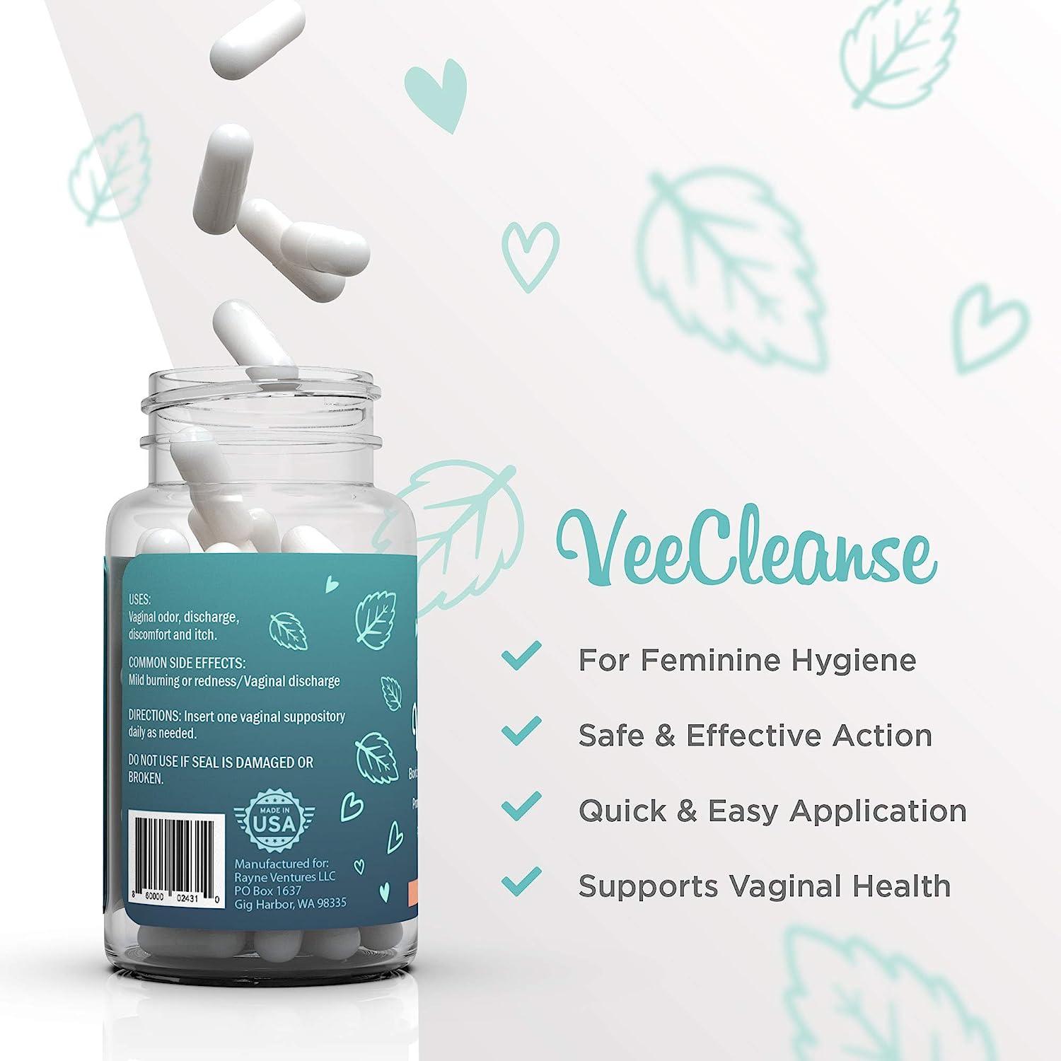 VeeFresh VeeCleanse Boric Acid Vaginal Suppositories - pH Balance ...