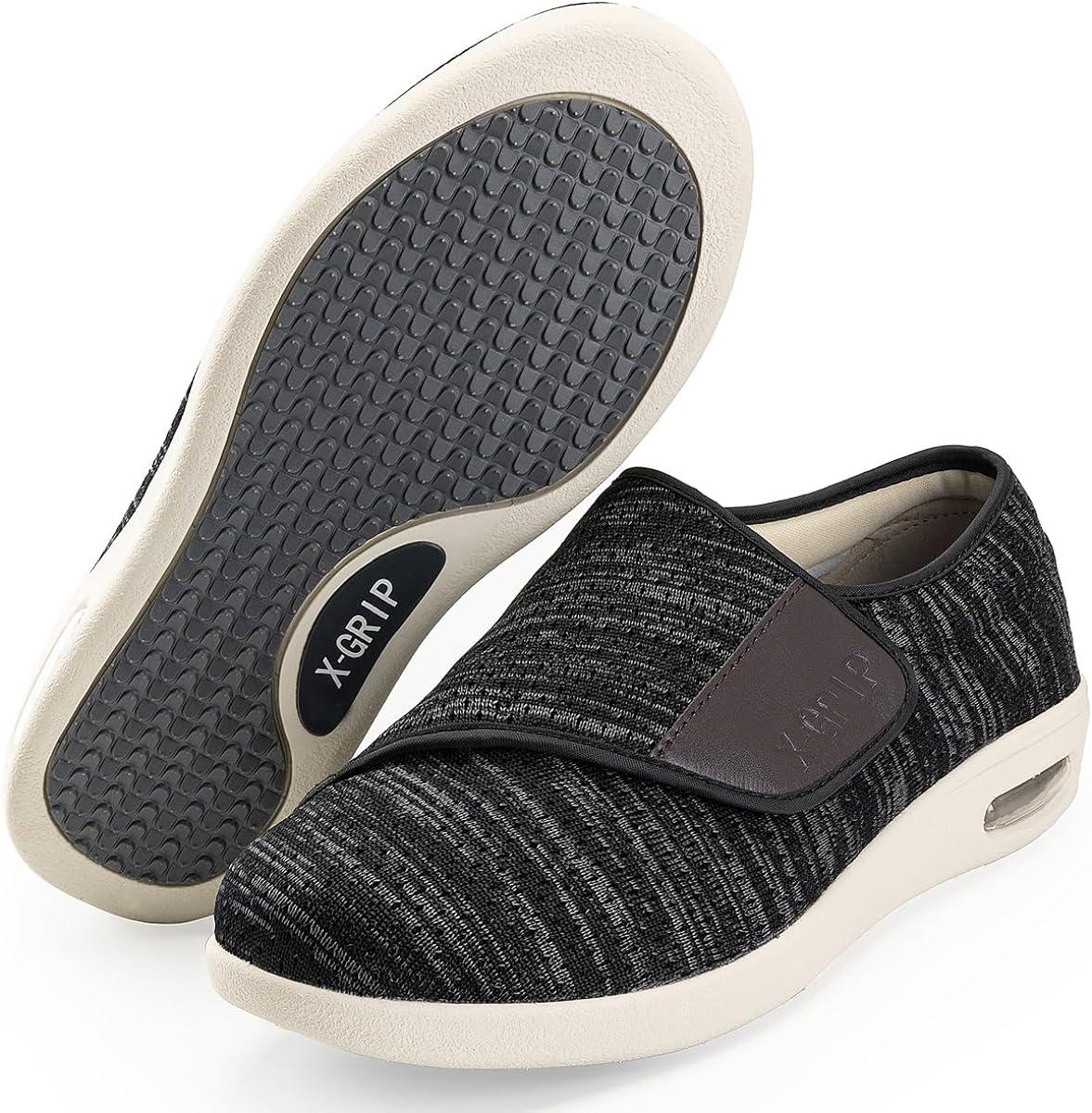 NAIKOYO Men's Wide Width Diabetic Shoes - Adjustable Closure for Arthritis & Swollen Feet ...