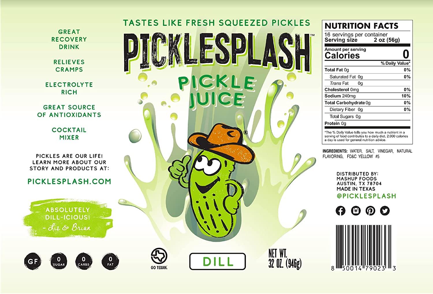 PickleSplash - Dill Pickle Beverage Sports Hydration for Muscle Cramps ...