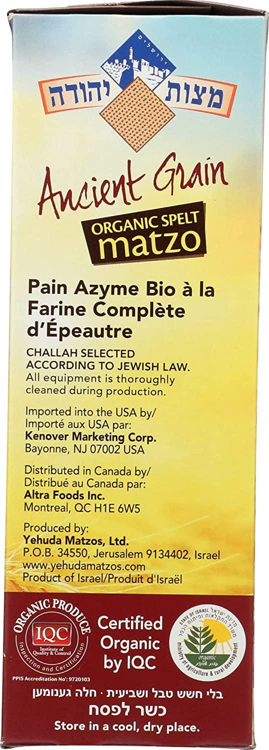 YEHUDA Spelt Matzo 10.5 oz - Healthy Spelt Crackers for Passover - Pack ...