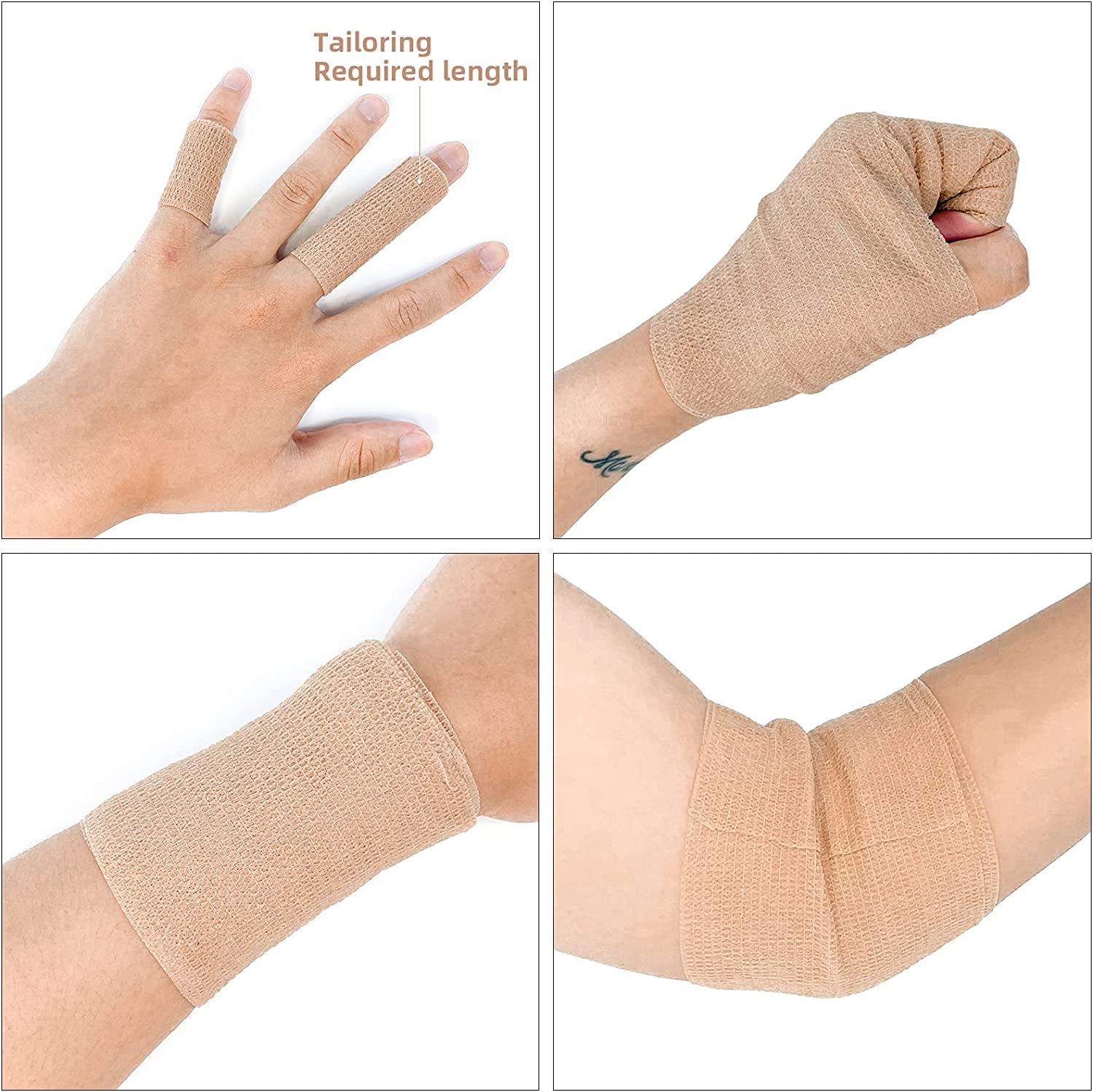 Beige Self-Adhesive Cohesive Bandage Wrap - 8 Pack, 4 x 5 Yards ...