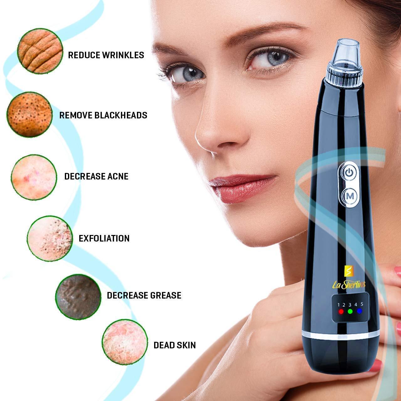 La Sherlins Blackhead Remover Pore Vacuum - USB Rechargeable Blackhead ...