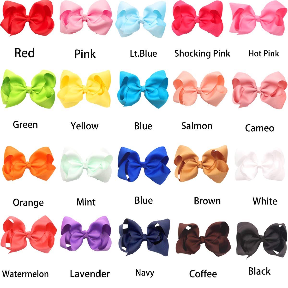 JOYOYO 40Pcs 4.5 Hair Bows Alligator Clips Grosgrain Ribbon for Girls ...