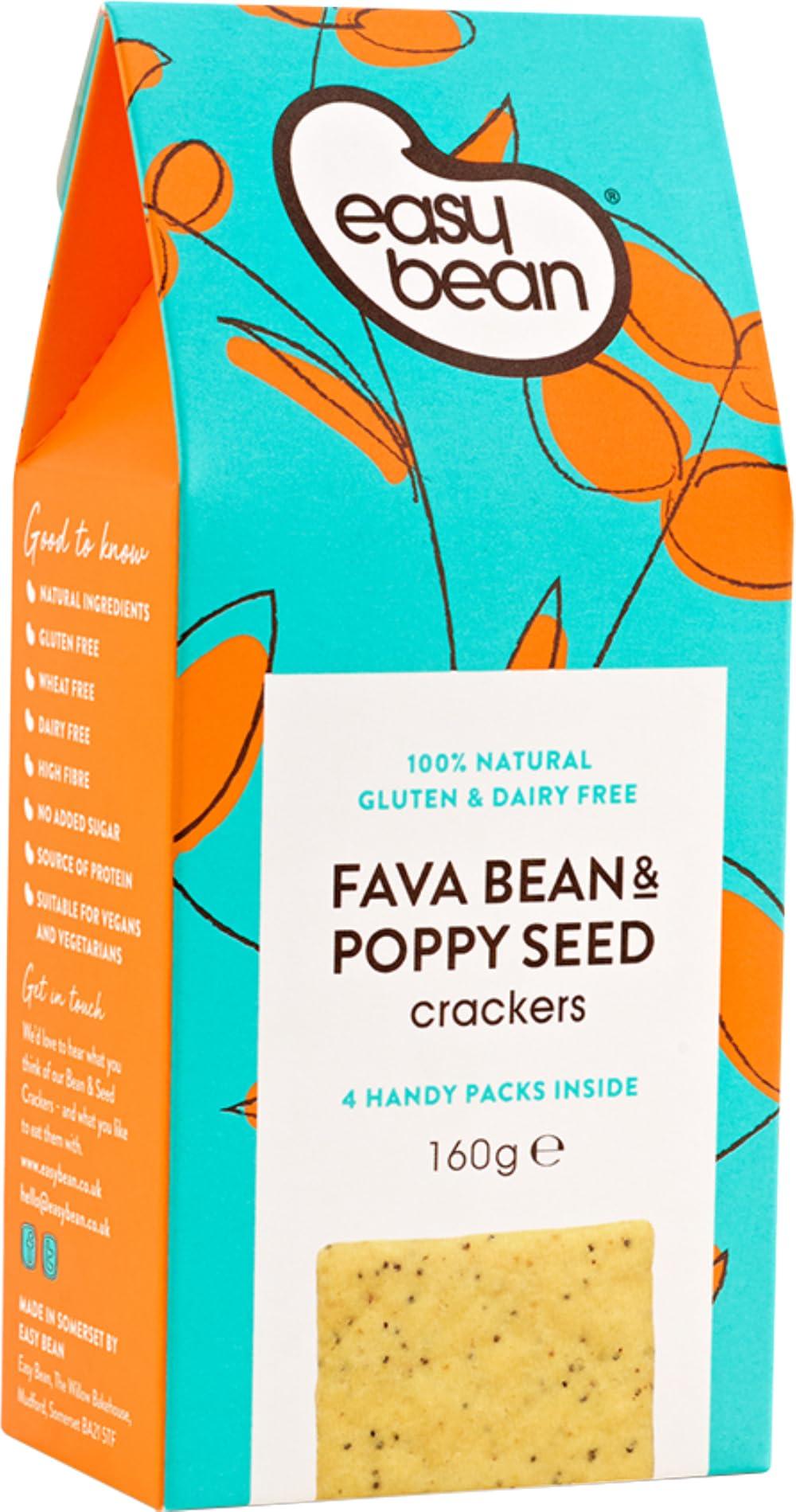 EASY BEAN Fava Bean & Poppy Seed Crackers 150g - 4 Pack | Buy Now with ...