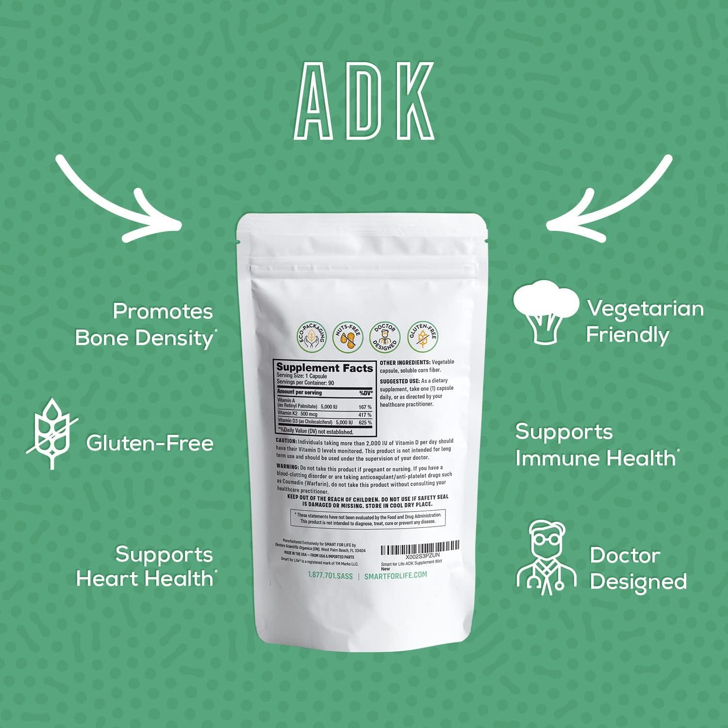 Smart for Life ADK Vitamins Supplement - High Potency Vitamin ADK for ...