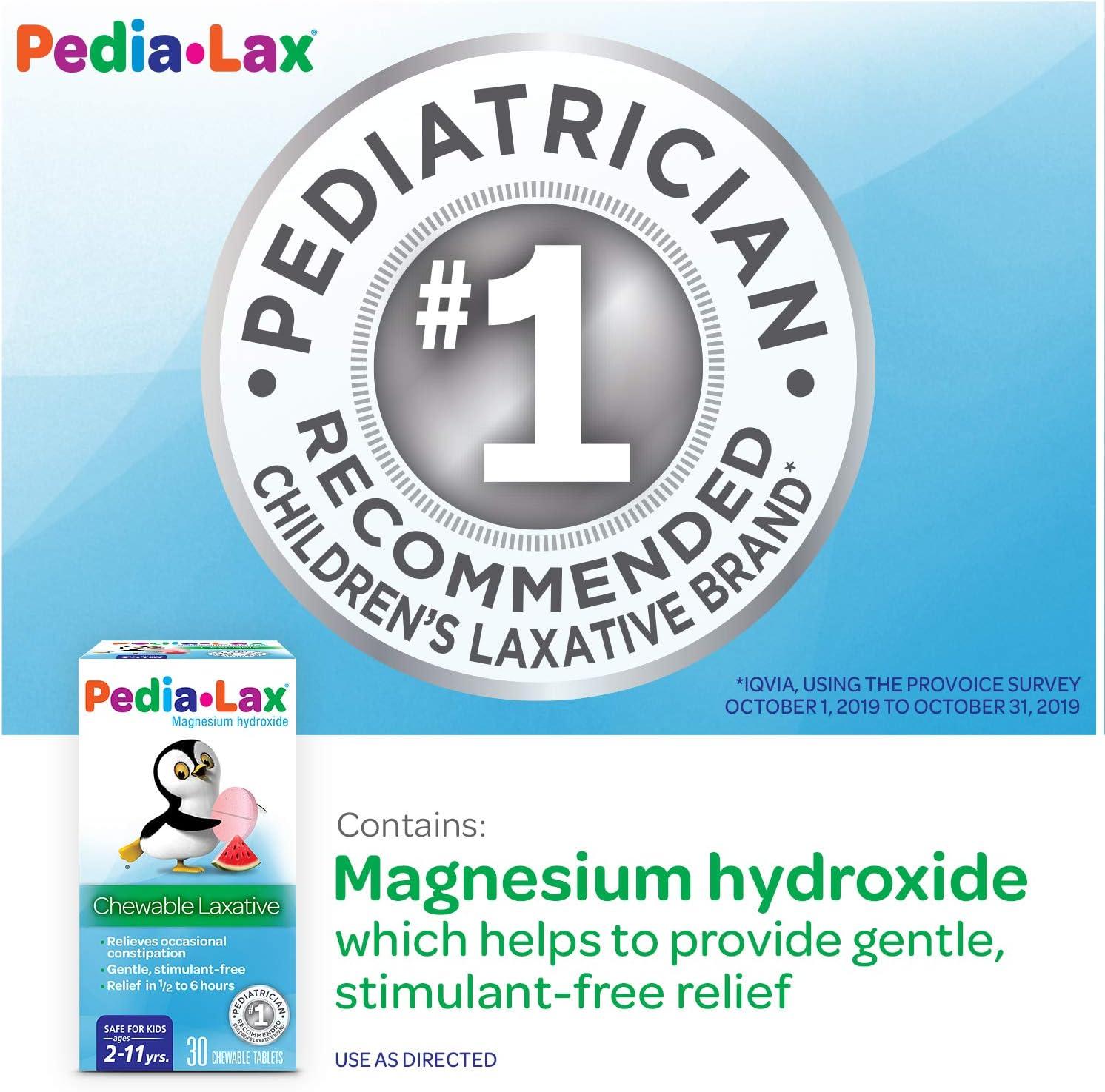 Pedia-Lax Laxative Chewable Tablets for Kids Ages 2-11 Watermelon ...