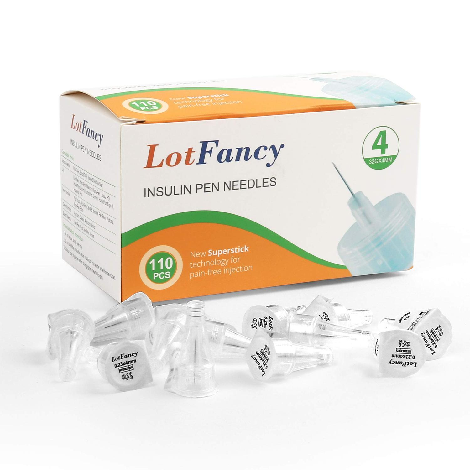 LotFancy Insulin Pen Needles 110 Pack - 4mm x 32G - Diabetic Pen ...