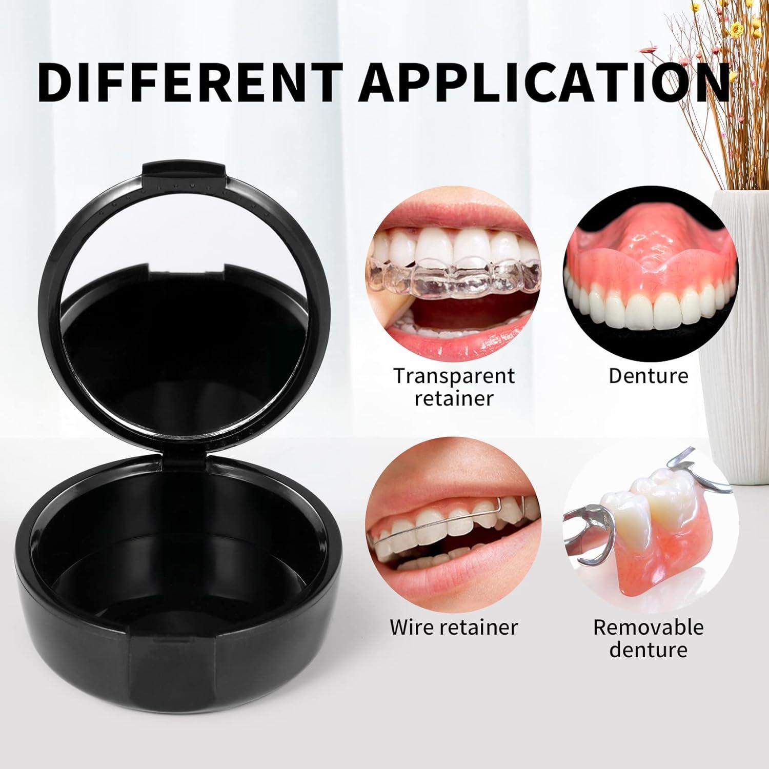 Annhua Denture Box with Mirror Denture Retainer Case with Vent Holes ...