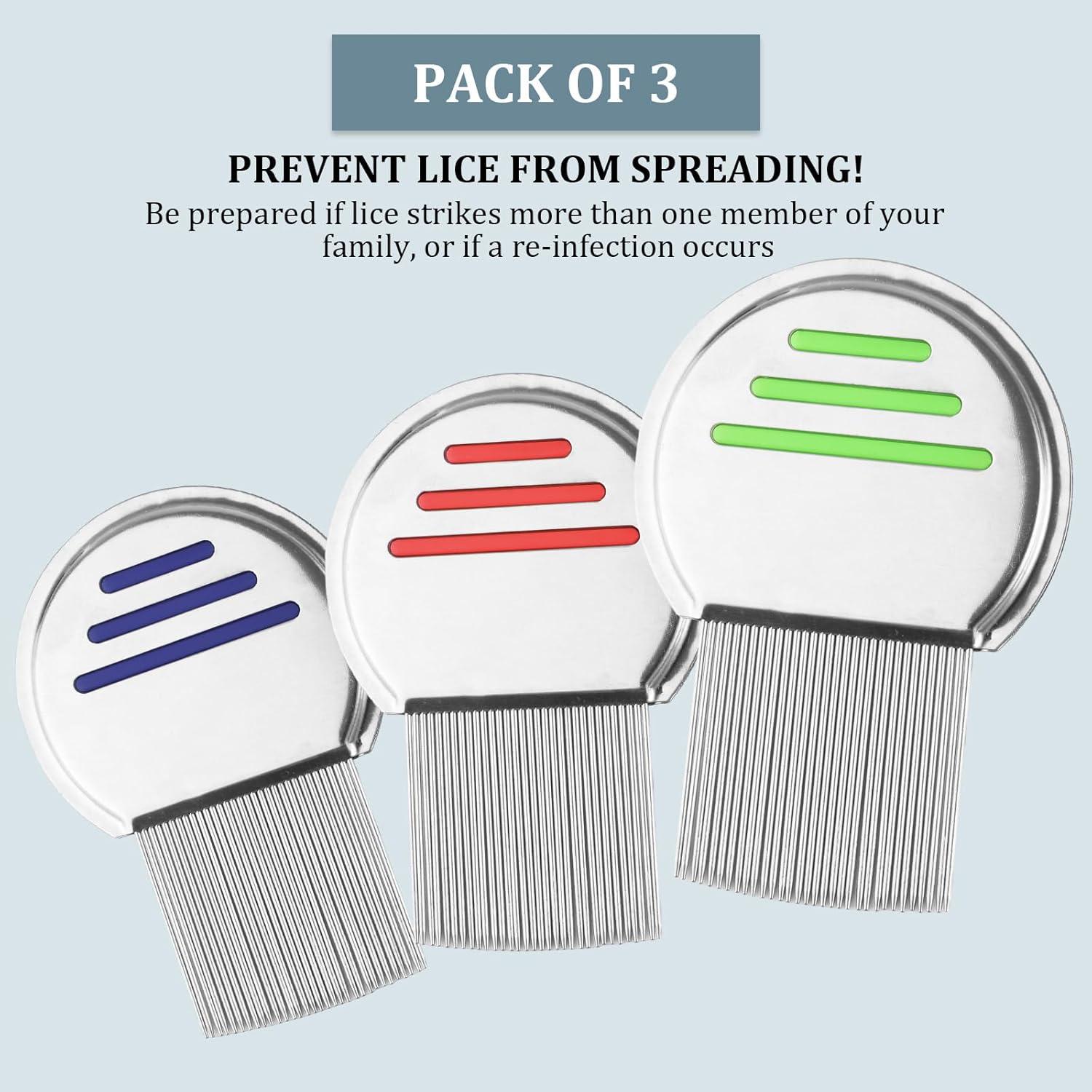 Professional Stainless Steel Lice Comb Set - 3 Pieces for Effective ...