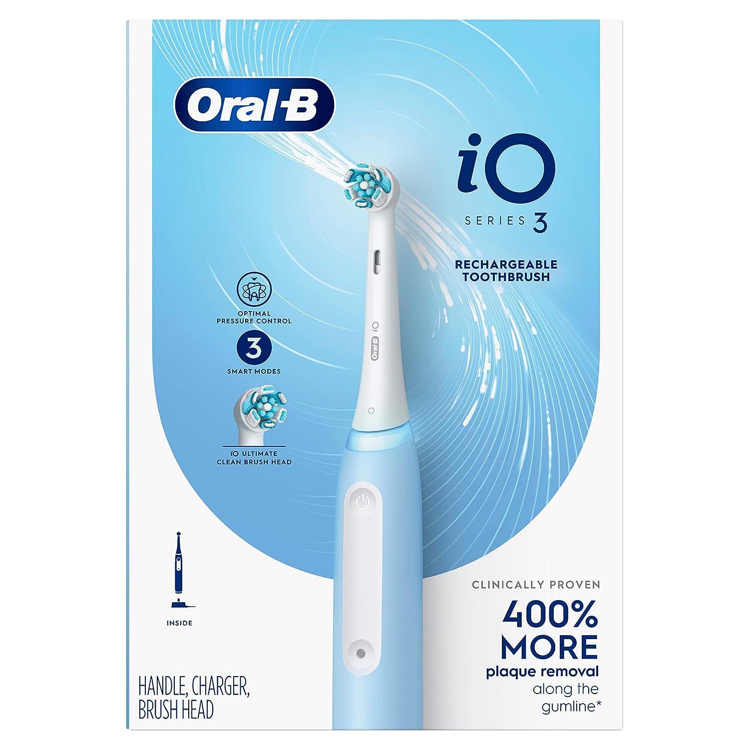 Oral-B iO3 Electric Toothbrush Bundle - Icy Blue | Ultimate Clean Brush ...