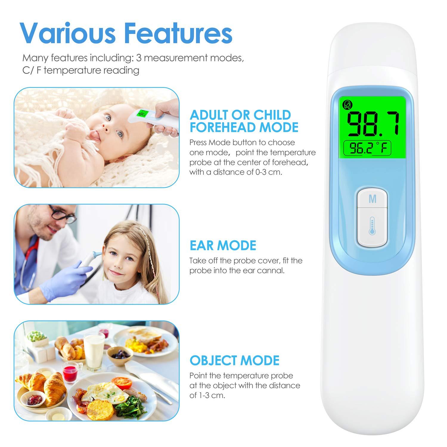 IDOIT 4-in-1 Infrared Thermometer: Non-Contact Forehead, Ear & Body ...
