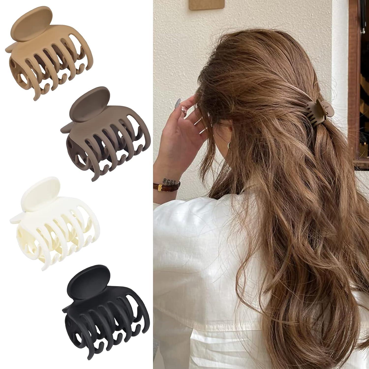 IOSPKKIO Hair Clips - 4 Pack Small Claw Clamps with Two-Row Teeth for ...