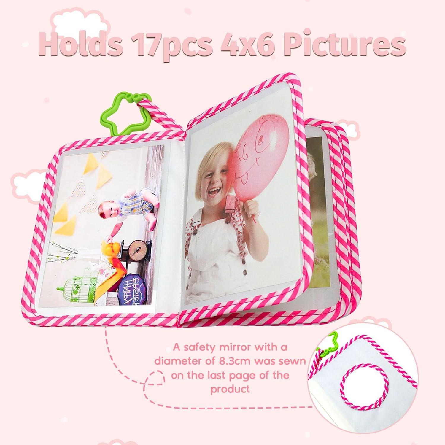 Baby Personalised Memory Album - Cute Giraffe Design for Newborns & Toddlers - Soft Fabric Album ...