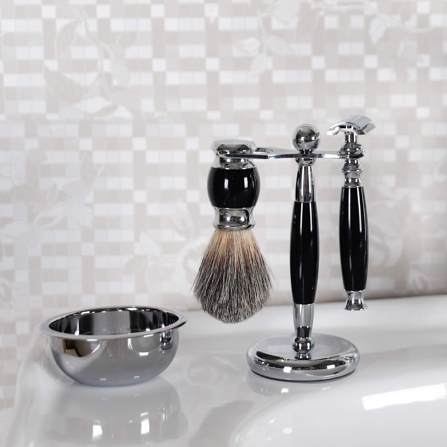 Stainless Steel Shaving Brush Stand Holder | Weighted Base | Black ...