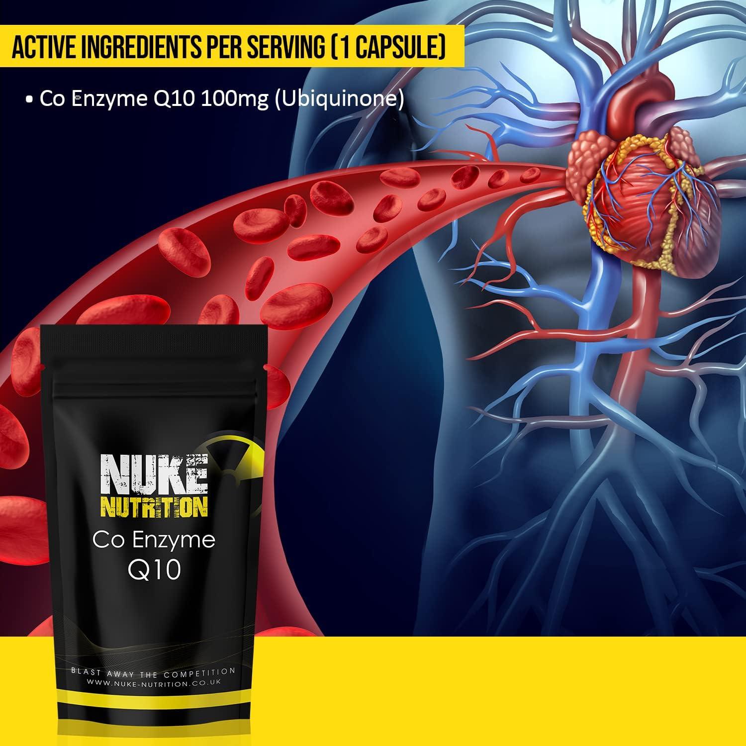 Nuke Nutrition COQ10 100mg Capsules - 120 High Strength Co Enzyme Q10 ...