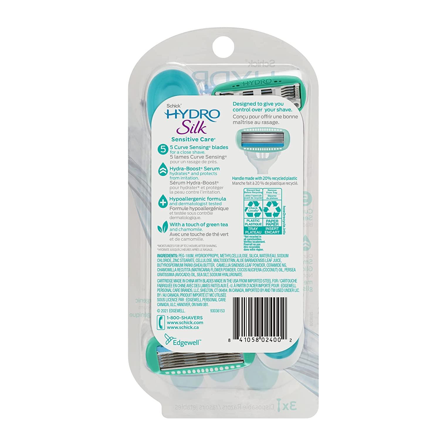 Schick Hydro Silk Razor for Women - 3 Disposable Razors with ...