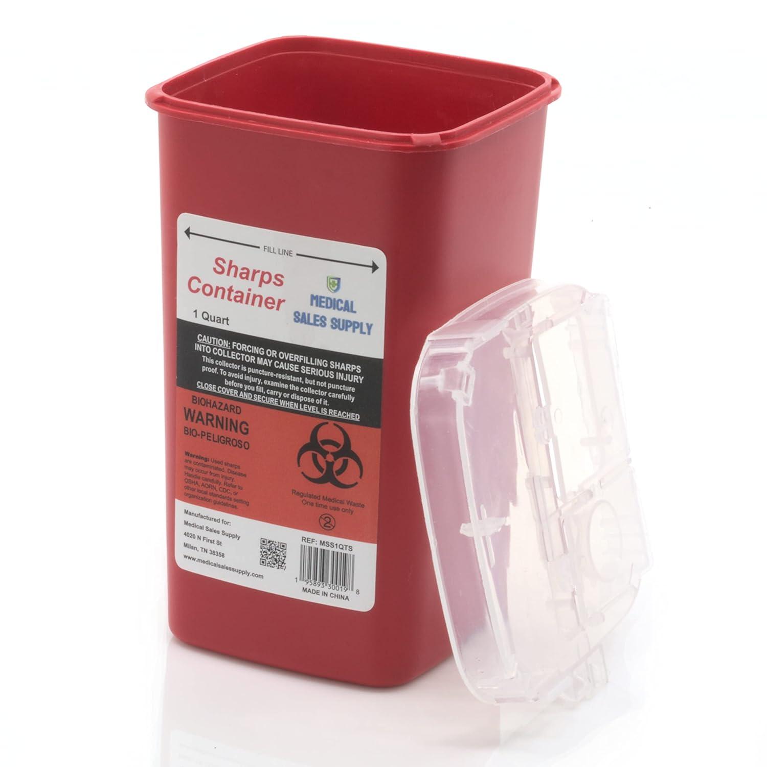 1 Quart Sharps Disposal Container (Pack of 3) - Home & Professional Use ...