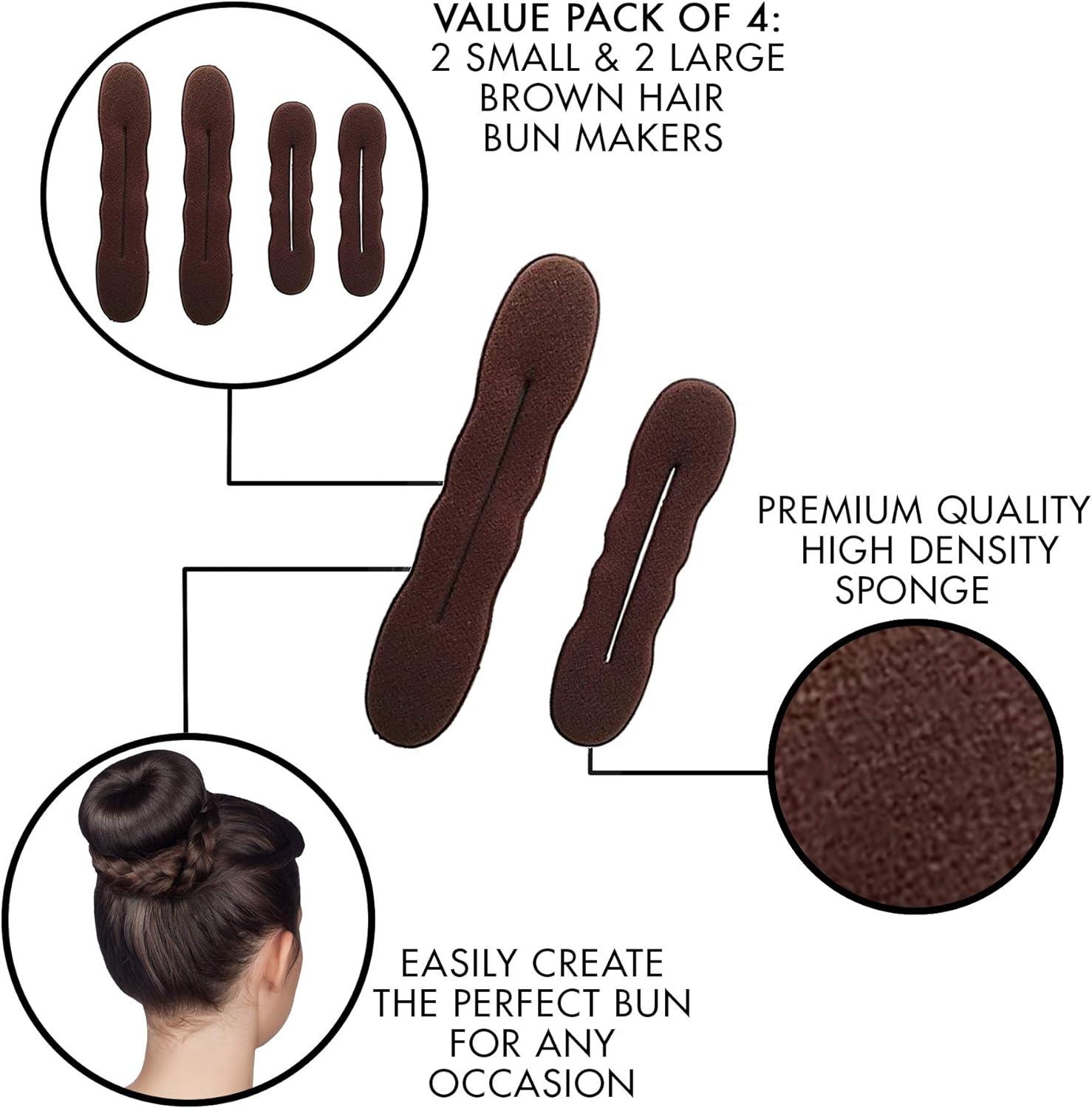 Styla Hair Magic Bun Maker - 2 Small 2 Large Brown Foam Twisters for Easy Perfect Buns | Buy Now ...