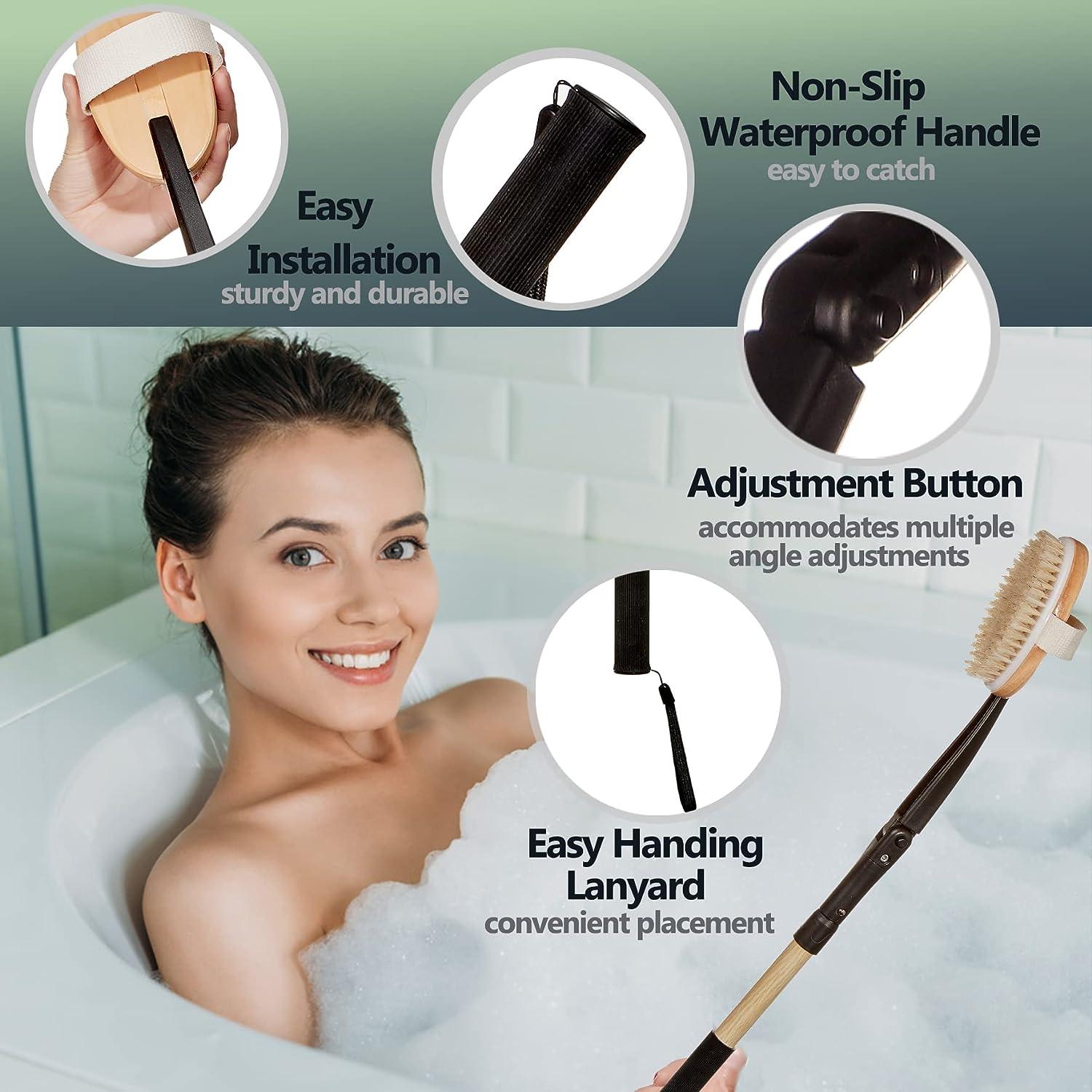 EASACE Long Handle Bath Body Brush & Lotion Applicator - Shower Brush ...
