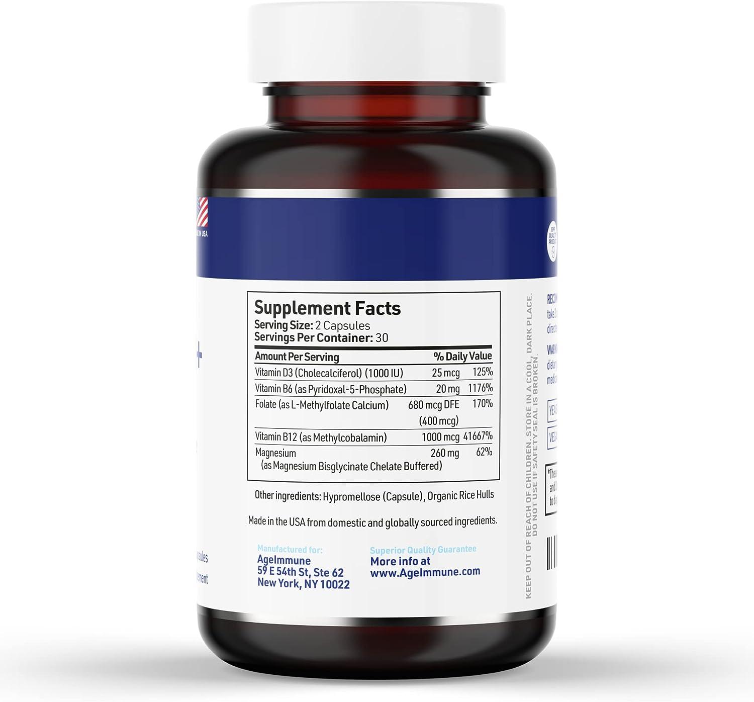 Vitamin B Complex with B6, D3, Magnesium, Methyl B12 & Methylfolate ...