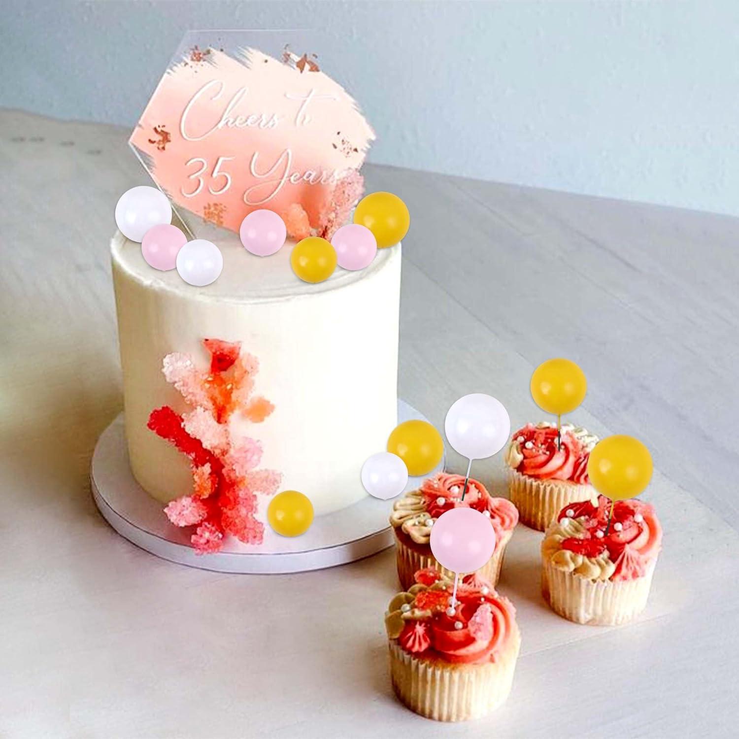 Blumomon 60Pcs Balls Cake Topper DIY Cake Insert Toppers Ball Cake ...