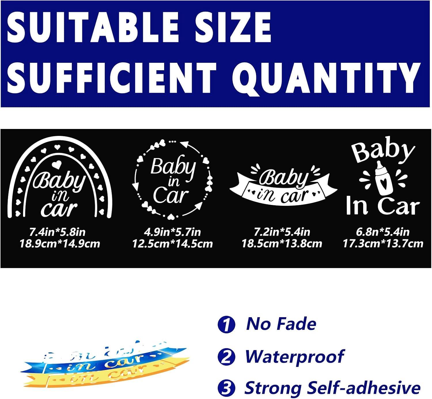 FREEBLOSS 4Pcs Baby in Car Warning Stickers - Safety Car Window Decals ...
