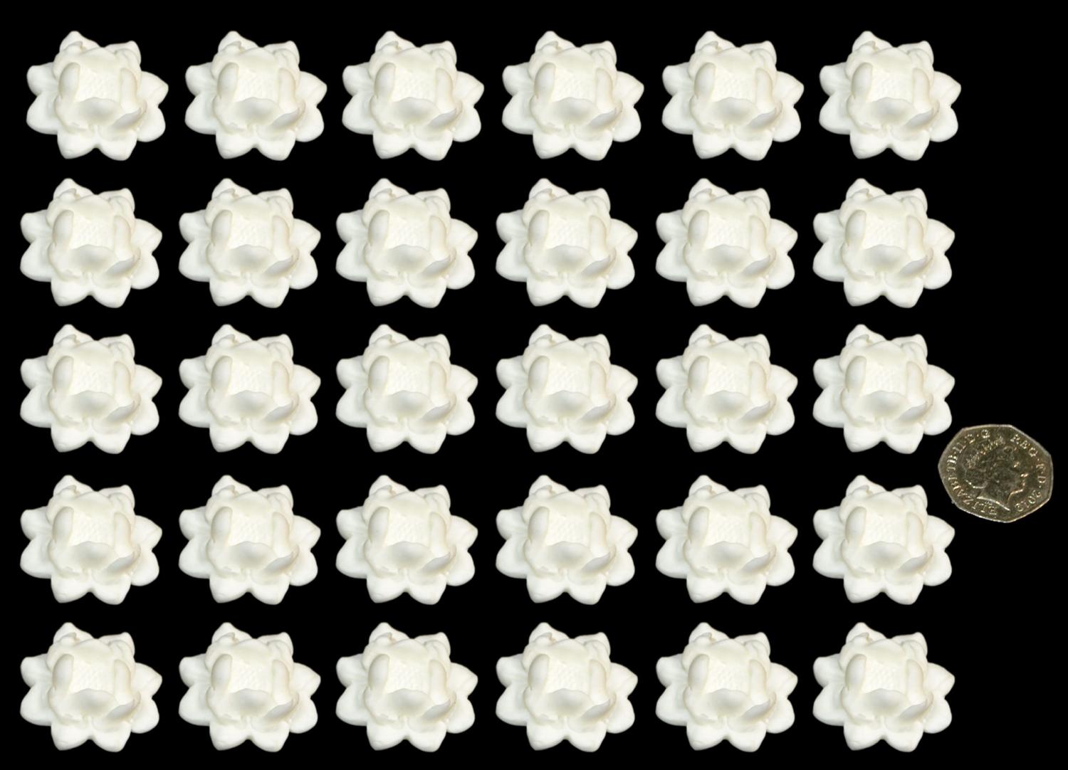 30 x edible 3D Lotus flowers icing toppers cake cupcakes decorations ...