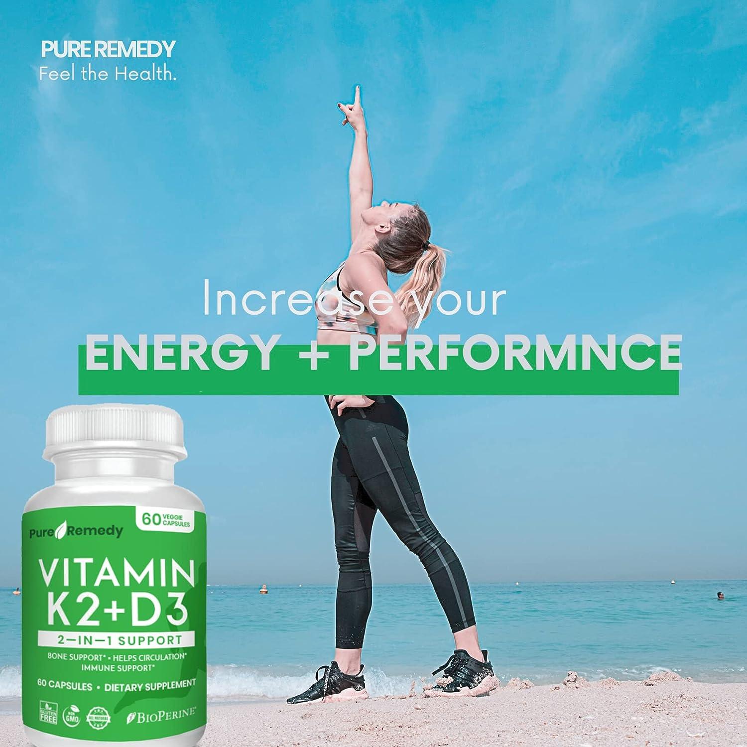 Vitamin K2 + D3 with Calcium & BioPerine - Vitamin D3 5000 IU (125mcg ...