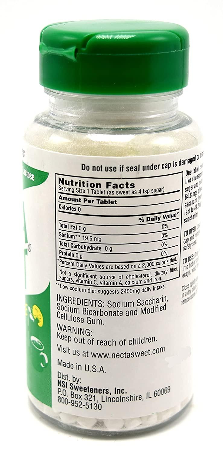 Necta Sweet Saccharin Tablets, 1 Grain, 1000 Tablet Bottle (Pack of 12)