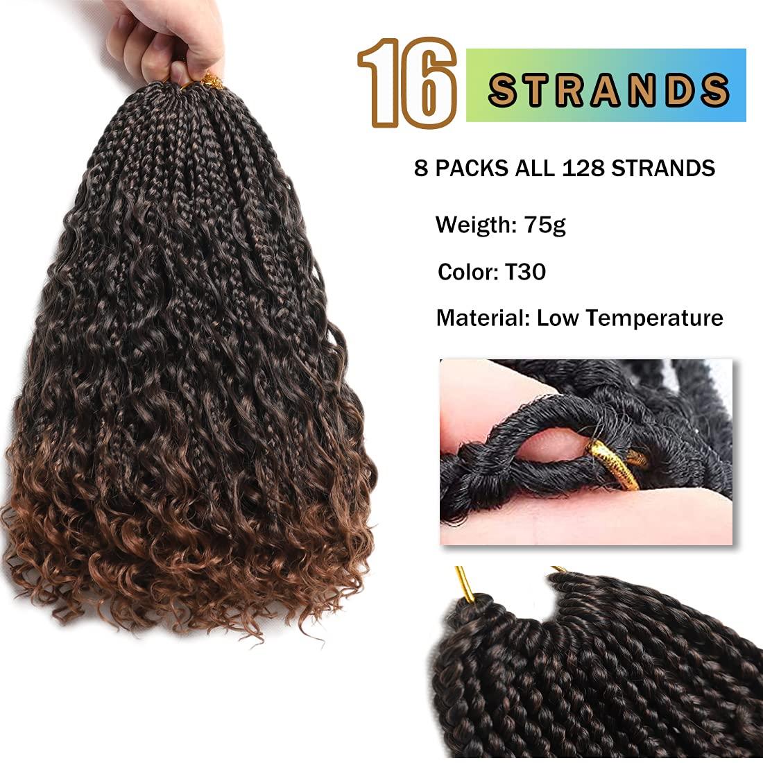 8 Packs Boho Bob Box Braids Crochet Hair 14 Inch - 3X Bohemian Goddess ...