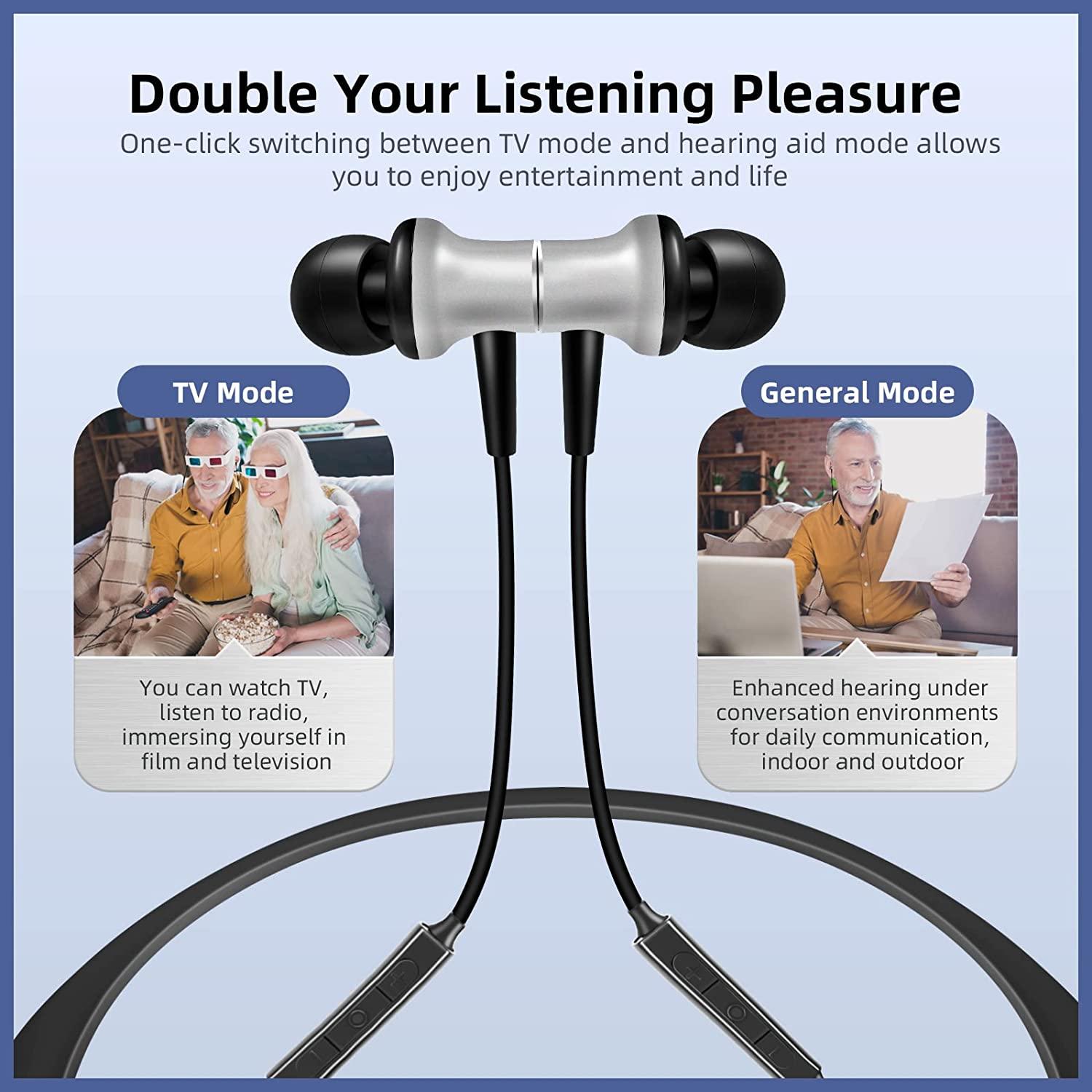 2022 Upgraded Rechargeable Wireless Neckband Hearing Amplifier for ...