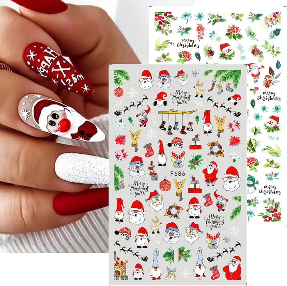 Christmas Nail Art Stickers - Festive Snowflake Decals for Xmas Nail ...