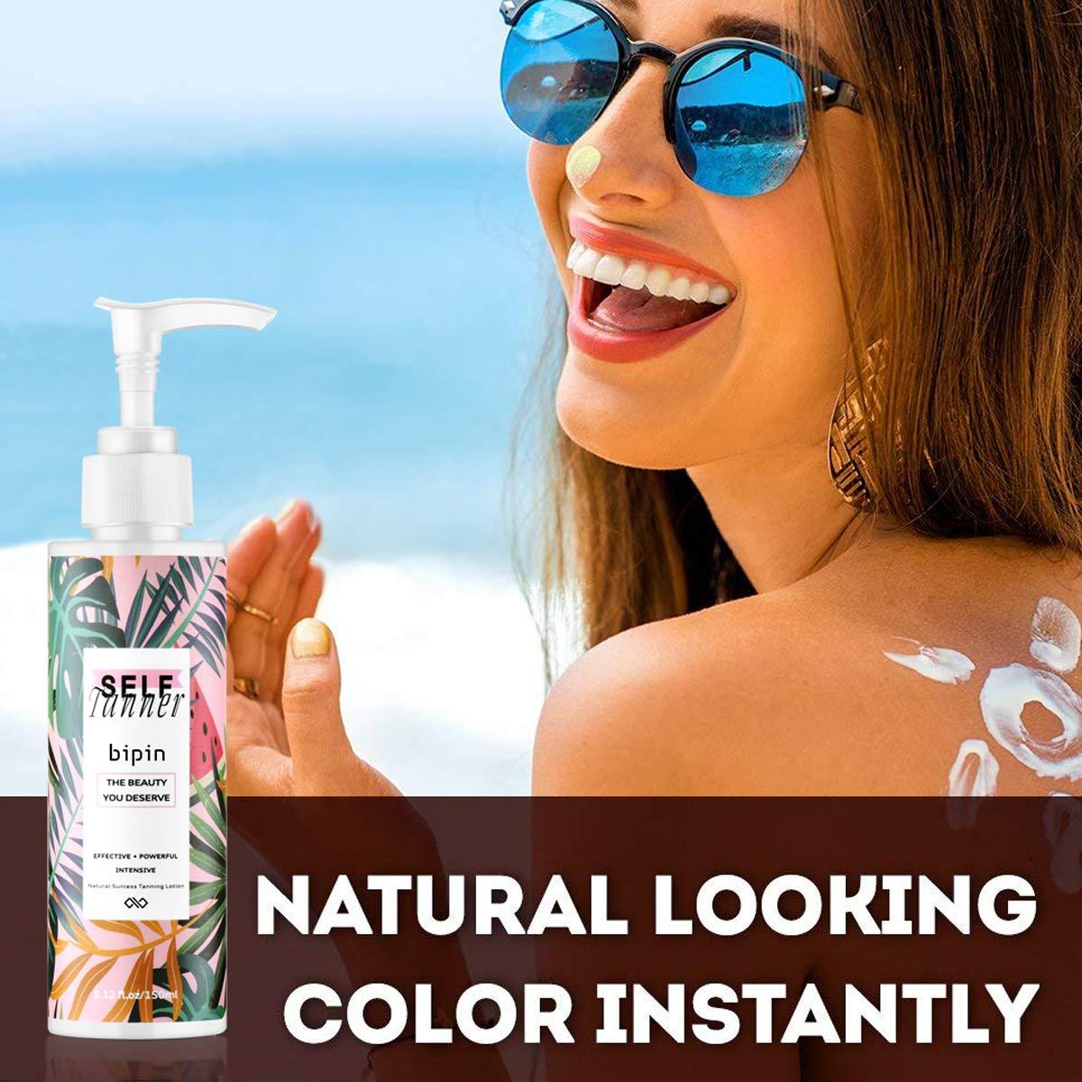 Sunless Self Tanner & Tanning Mitt Set - Natural Ingredients for Quick ...