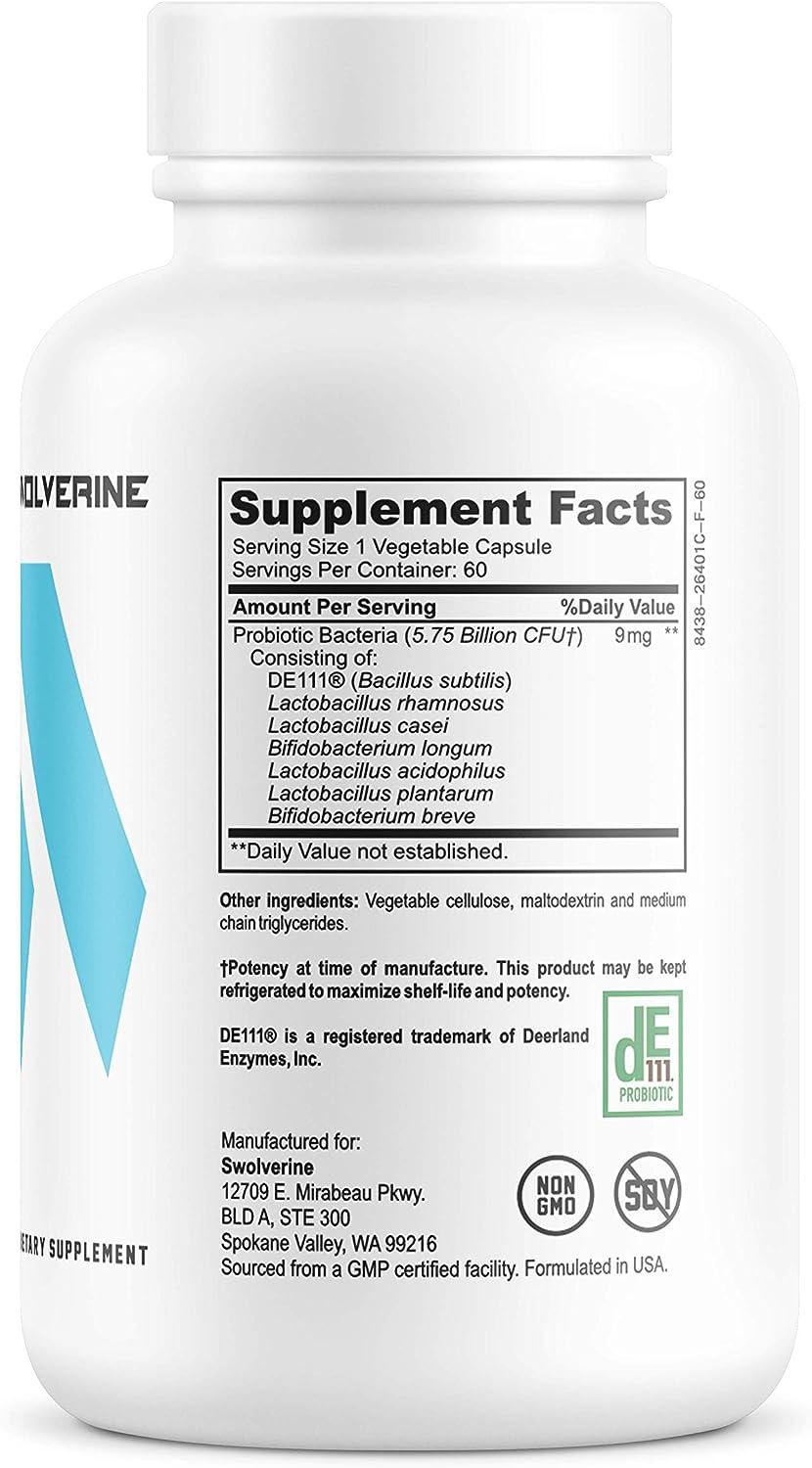 Swolverine Probiotix | Advanced Probiotic Supplement with DE111 ...