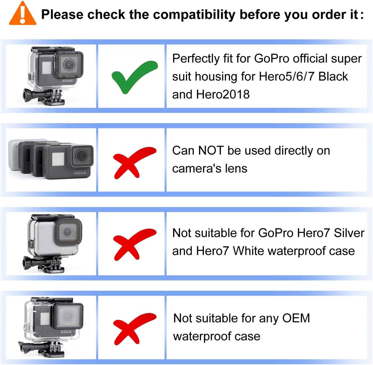 Soonsun 3 Pack Dive Filter for GoPro Hero 5 6 7 Black Super Suit - Red ...