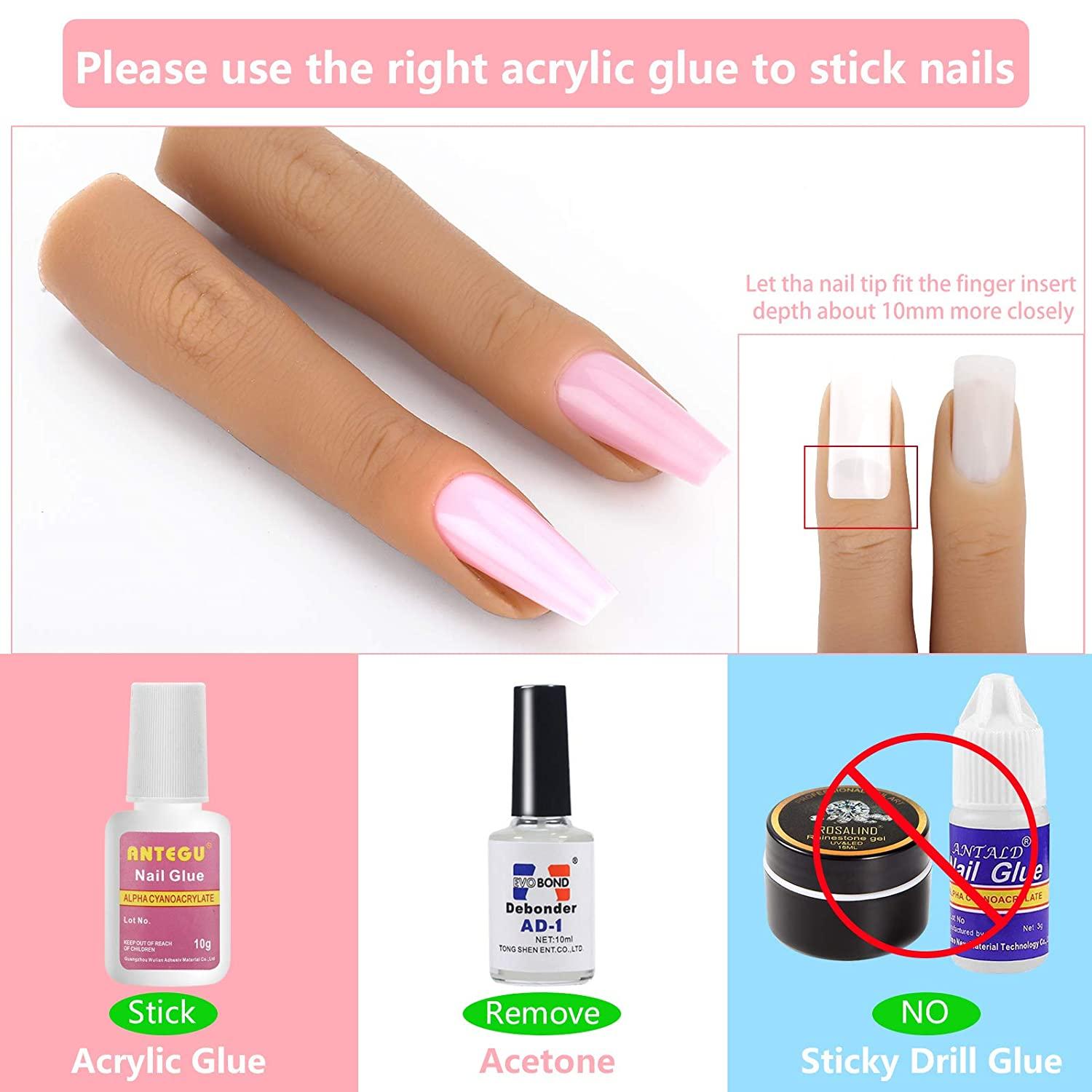 Yokilly Flexible Silicone Nail Training Finger for Acrylic Nails ...