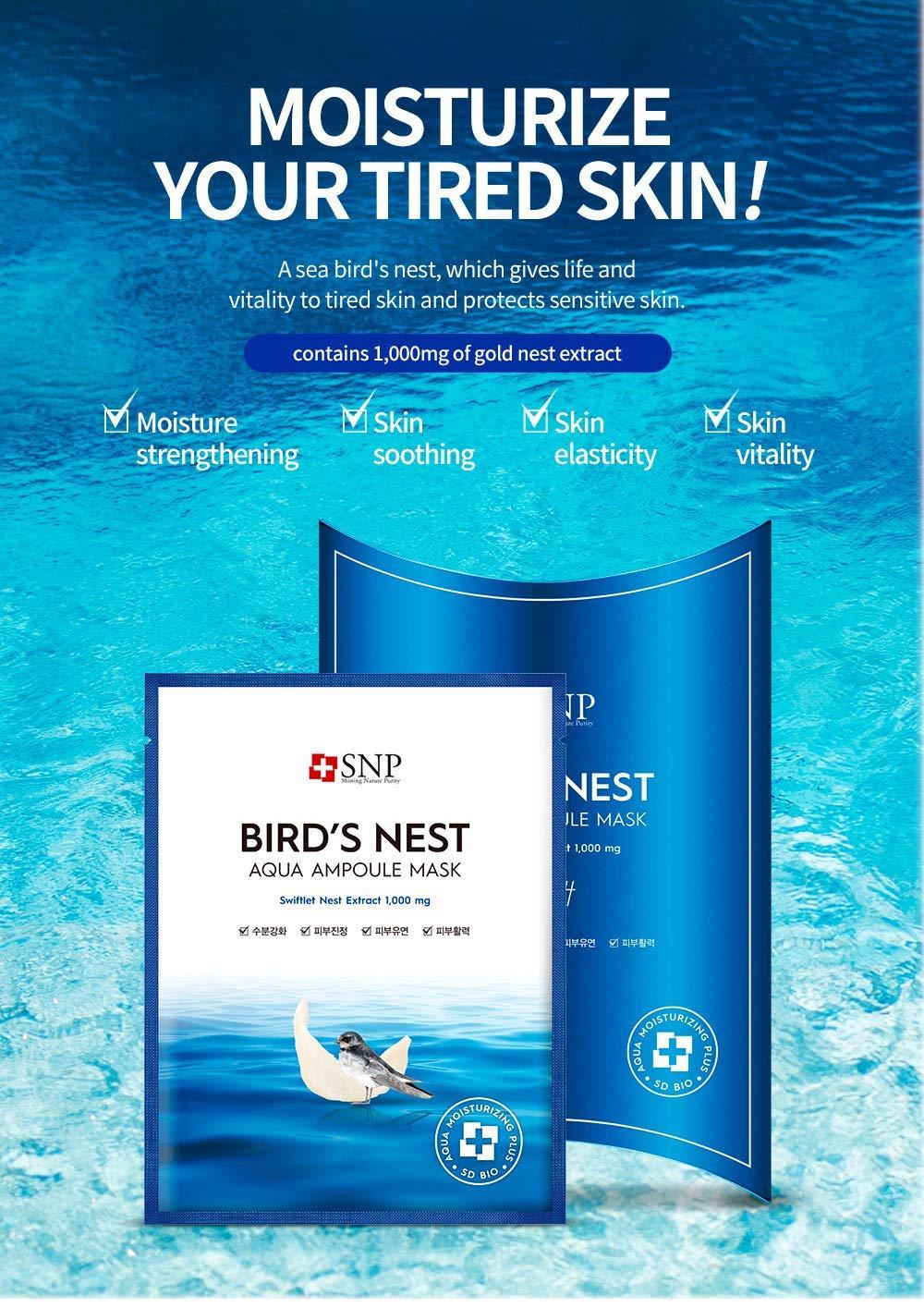SNP Bird's Nest Aqua Ampoule Sheet Mask - Hydrating Korean Face Mask ...