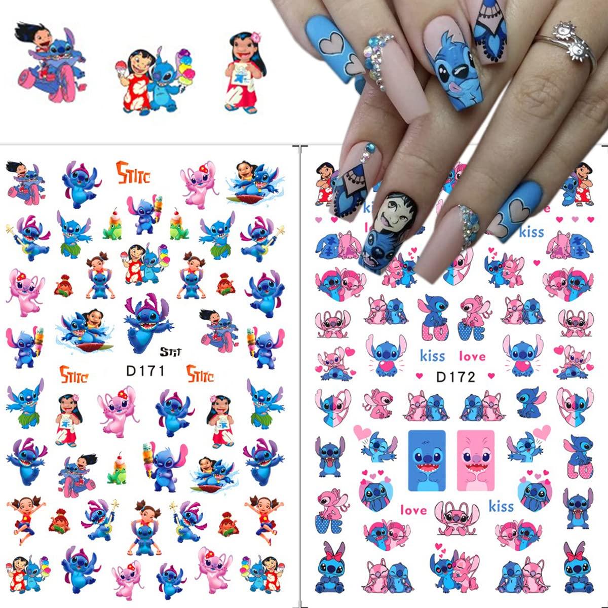 Cute Cartoon Nail Art Stickers - 4 Sheets 3D Self Adhesive Designer ...