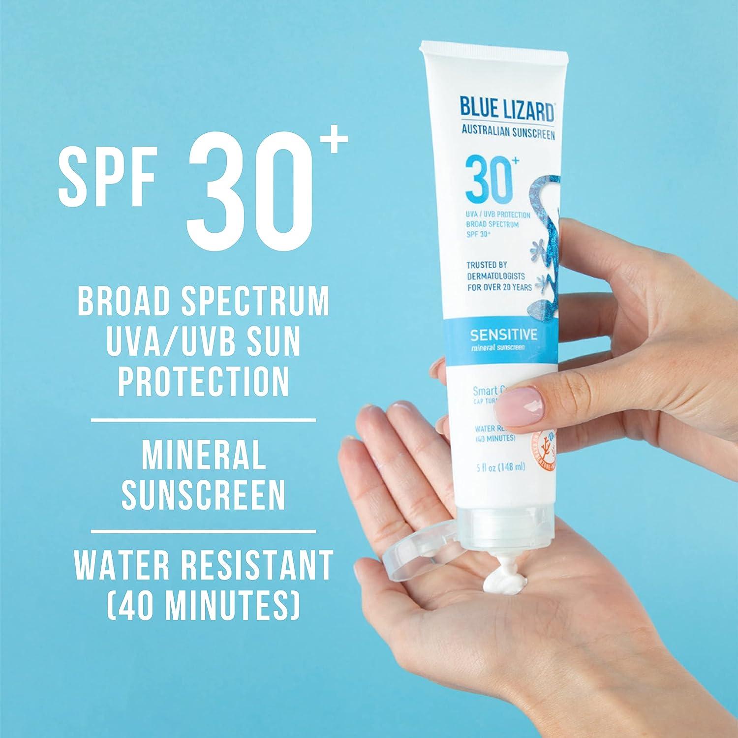 BLUE LIZARD Australian Sunscreen Sensitive SPF 30+ 5oz - Gentle Sun ...