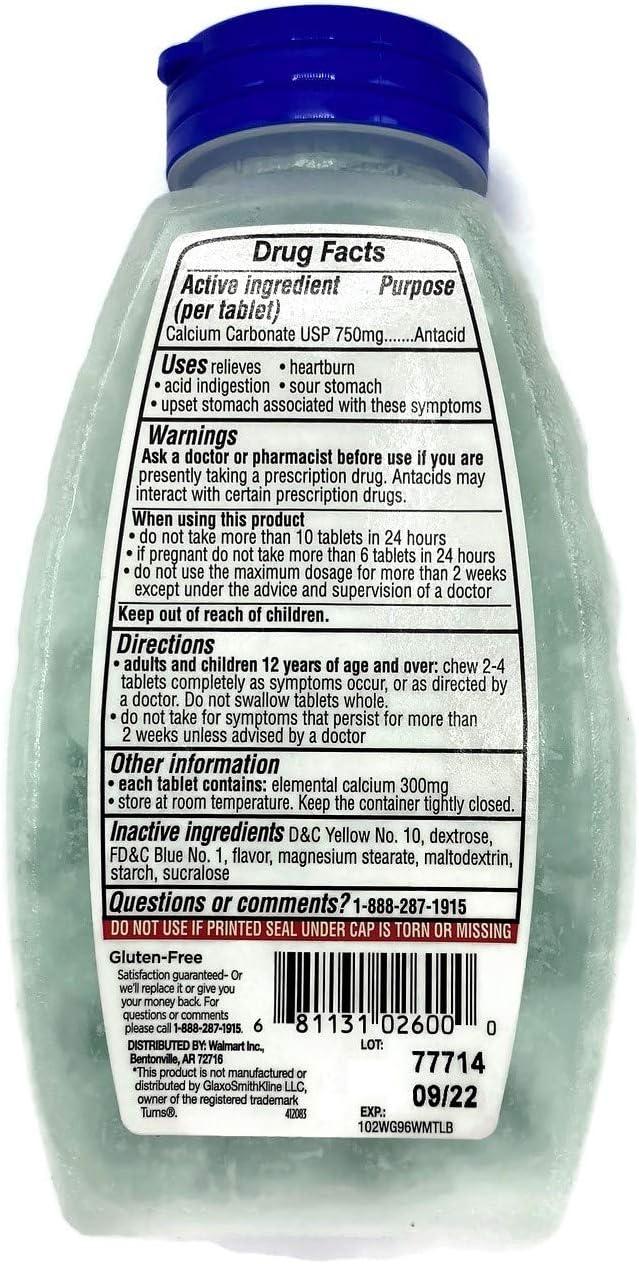 Equate Extra Strength Antacid Wintergreen 750 mg - 96 Chewable Tabs ...
