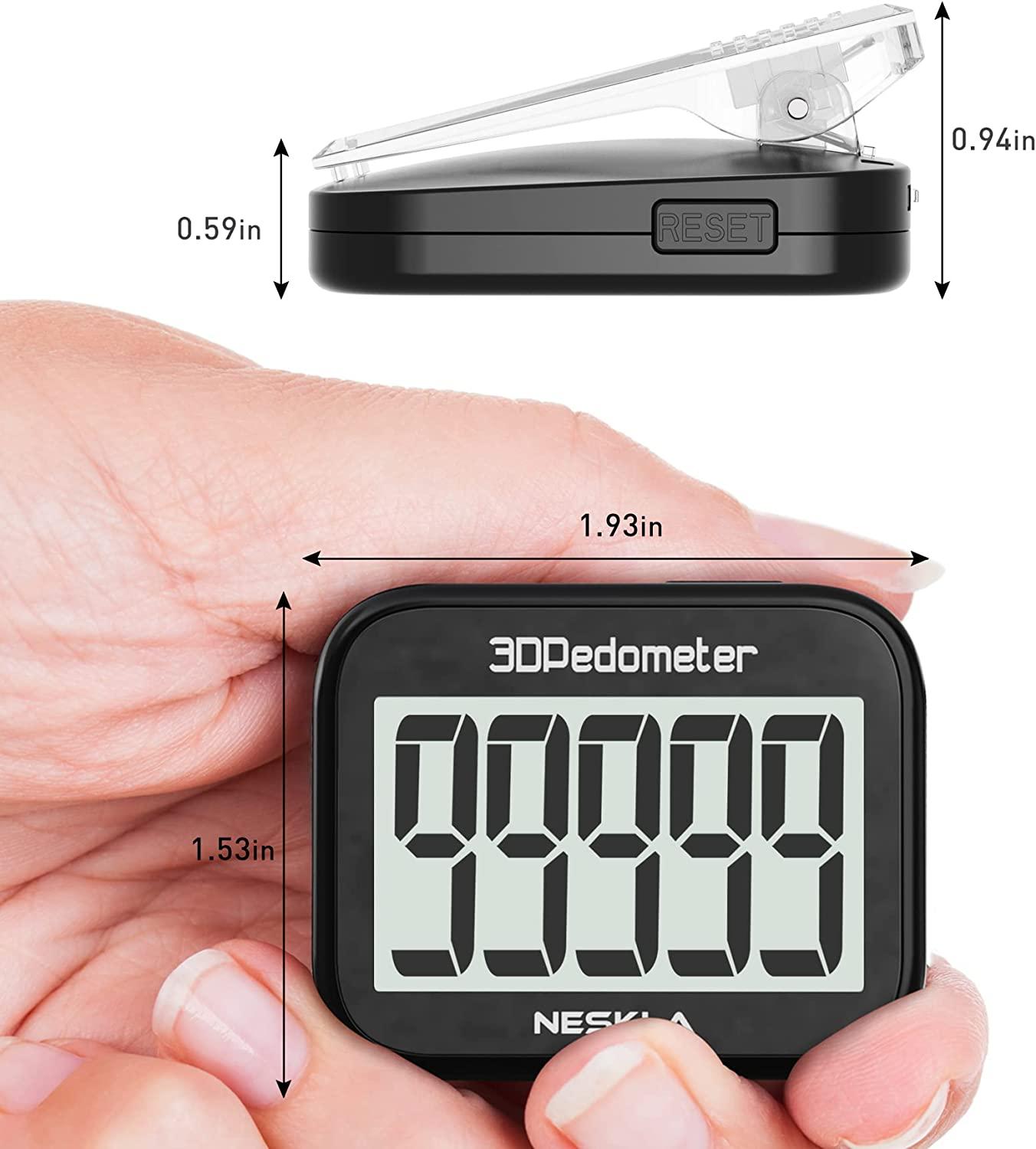 3D Pedometer for Walking - Large Digital Display Step Tracker with ...