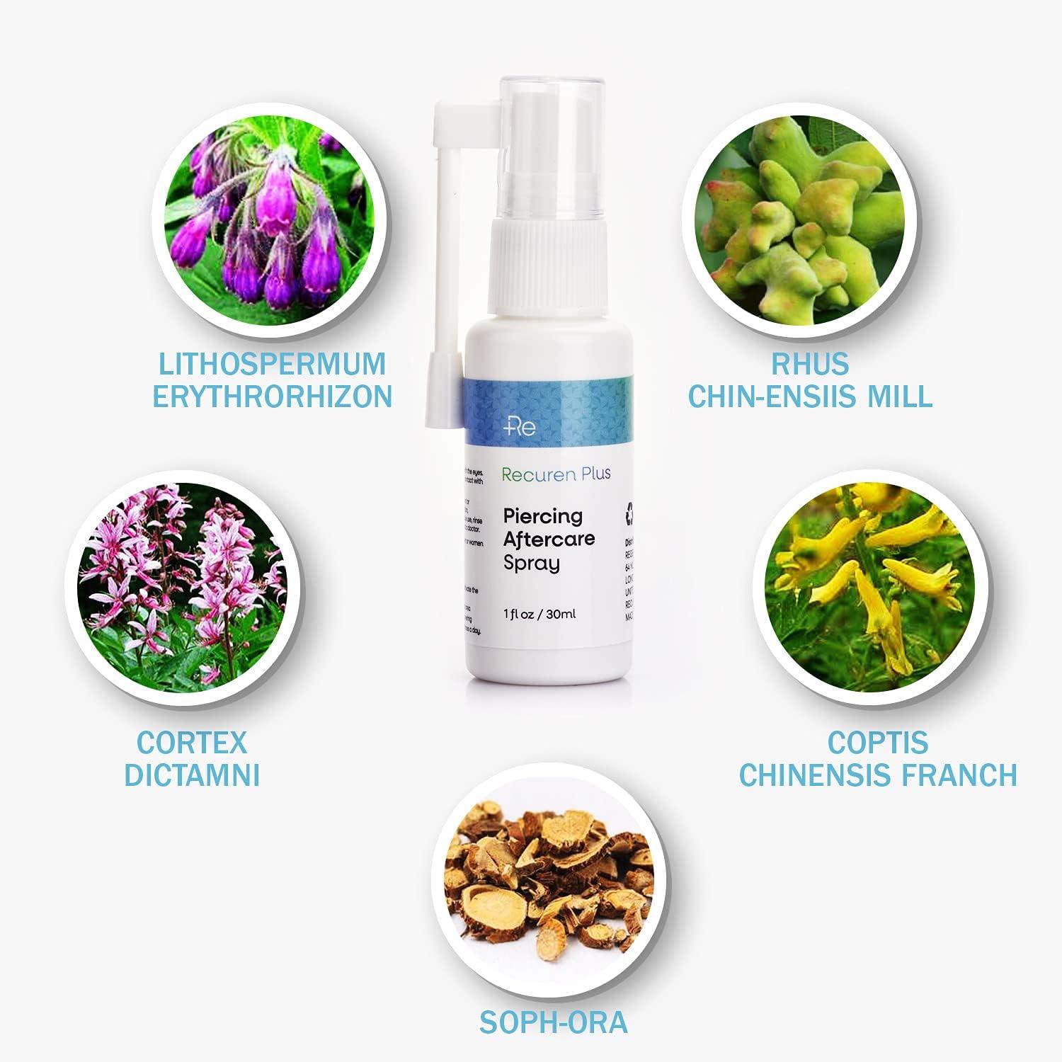 Recuren Plus Piercing Aftercare Spray 30ml - Piercing Cleaner & Wound ...