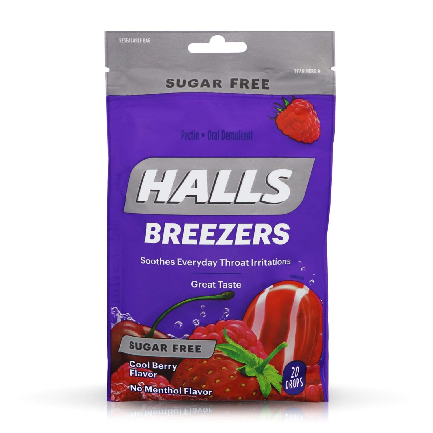Halls Breezers Drops Sugar Free Cool Berry - 20 Count | Buy Now with ...